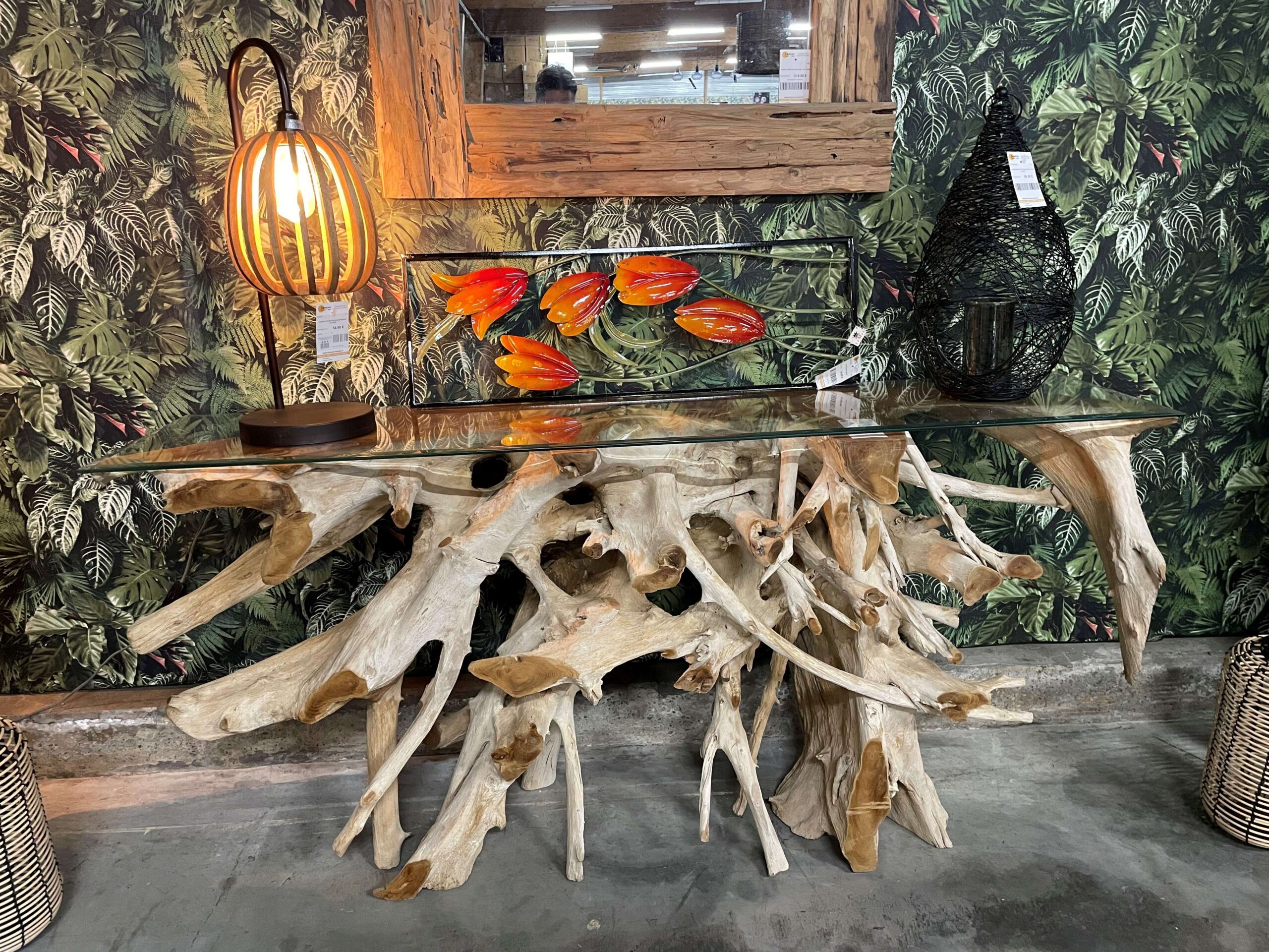 CONSOLE RACINE EN TECK LONG.180 CM - ANNEXE MEUBLE DECO