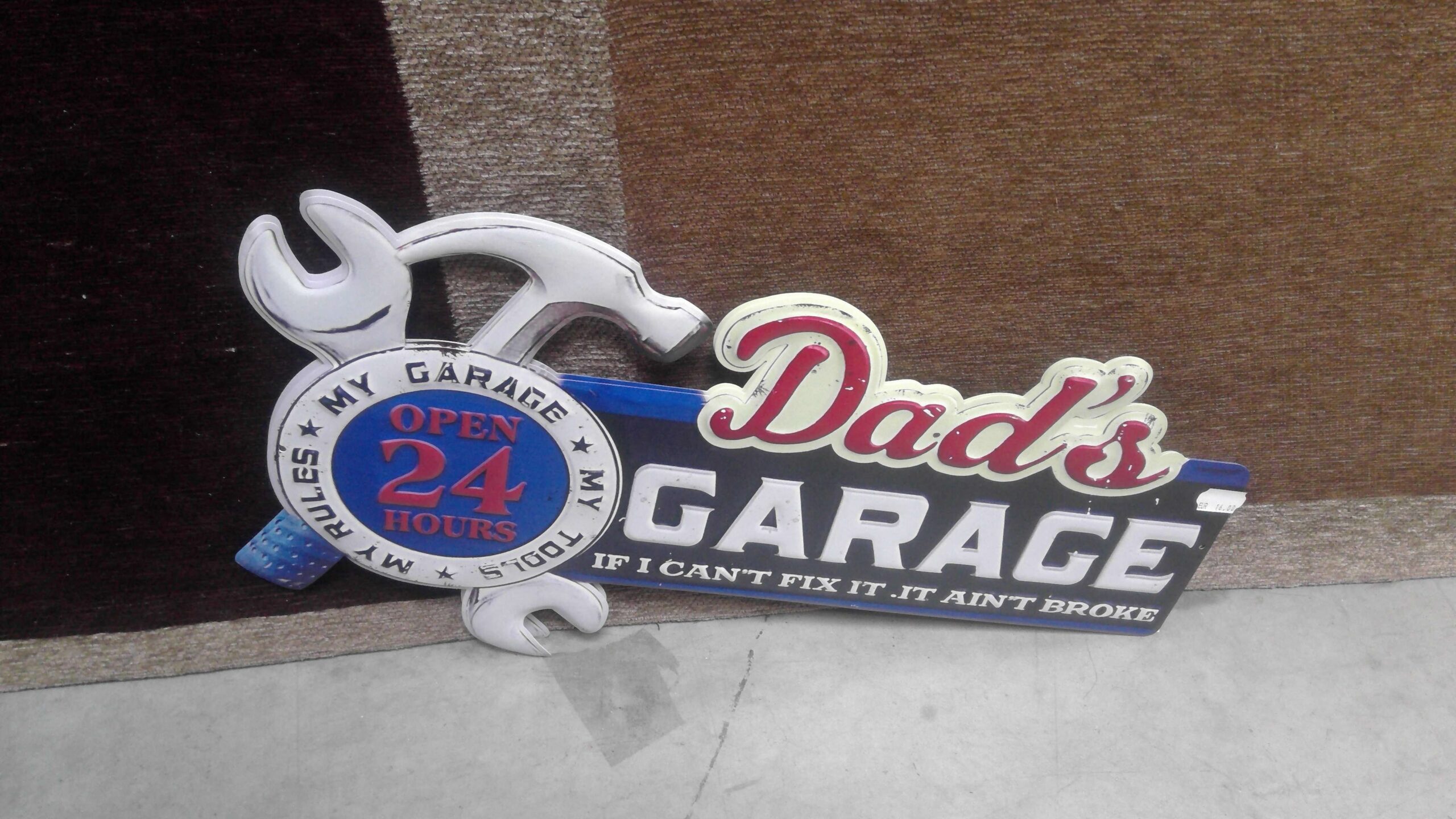 PLAQUE MÉTAL DAD'S GARAGE - ANNEXE MEUBLE DECO